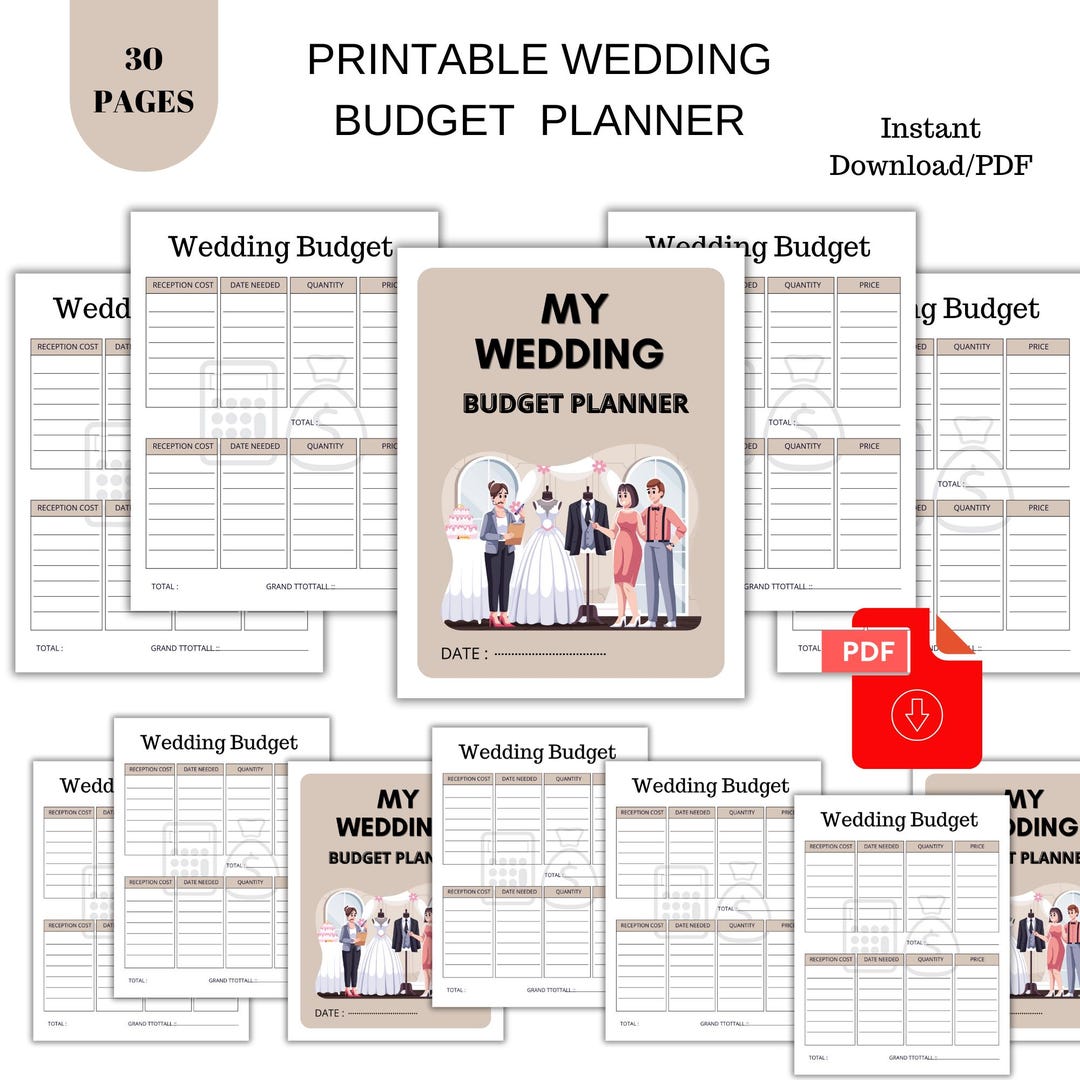 Wedding Budget Planner Printable, Wedding Expense Tracker, Budget ...