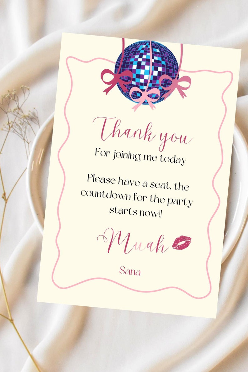 Galentine's Day Table Card Template: Pink Celestial Design || Thank You ...