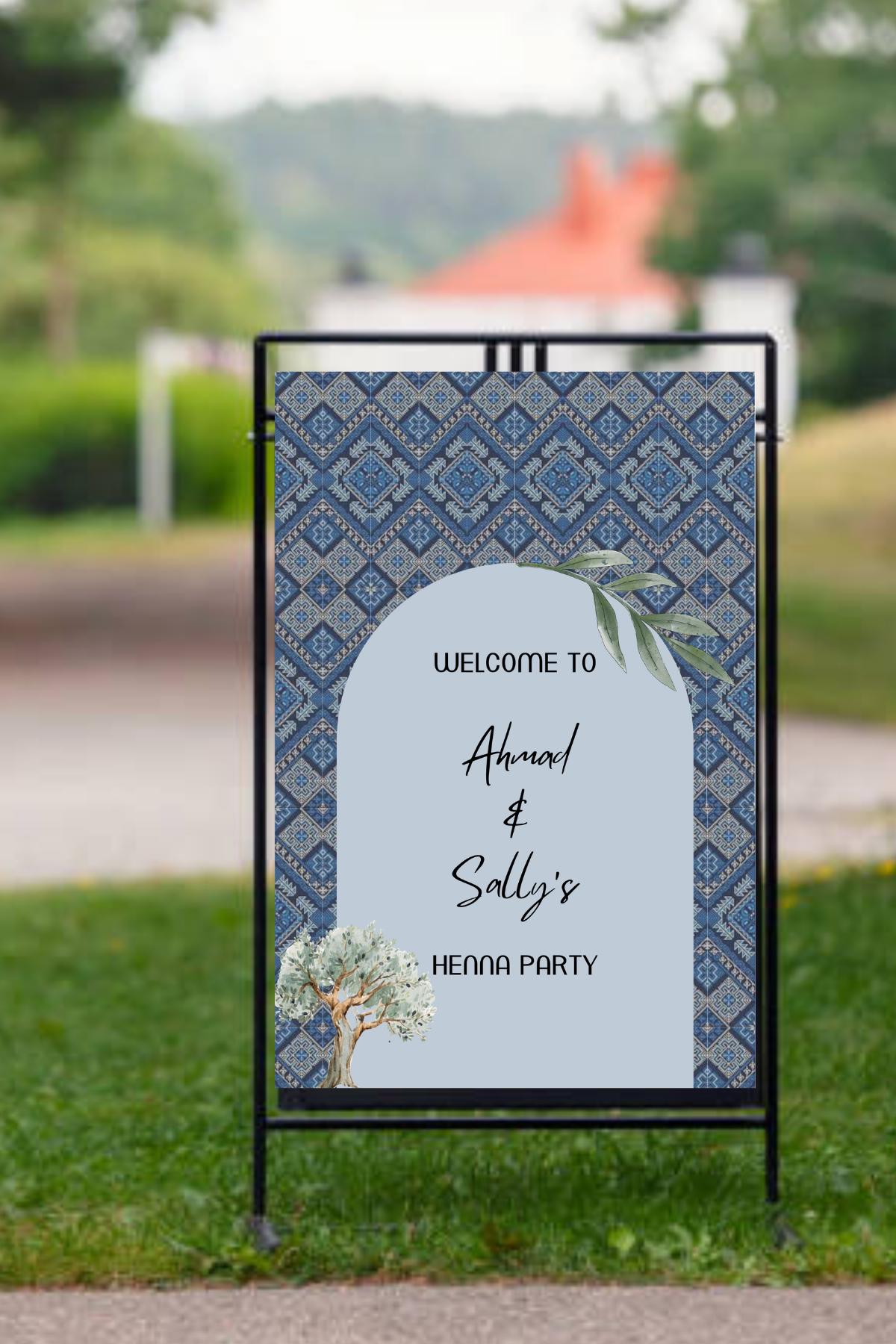 Editable Henna Party Welcome Sign, Palestinian Tatreez Yard & Entrance ...