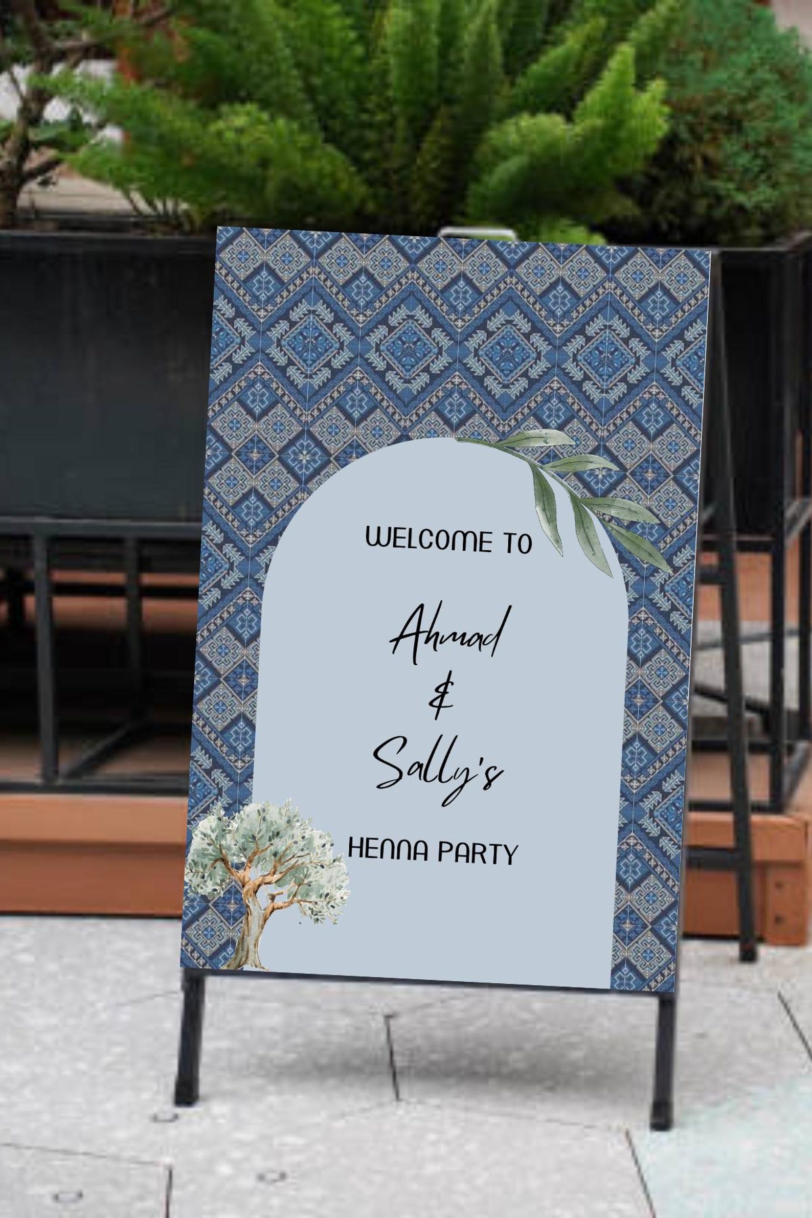 Editable Henna Party Welcome Sign, Palestinian Tatreez Yard & Entrance ...