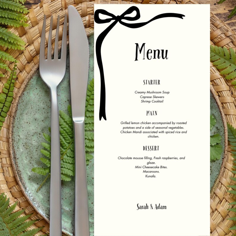 Minimalist Dinner & Drinks Menu Template | Editable Wedding, Birthday ...