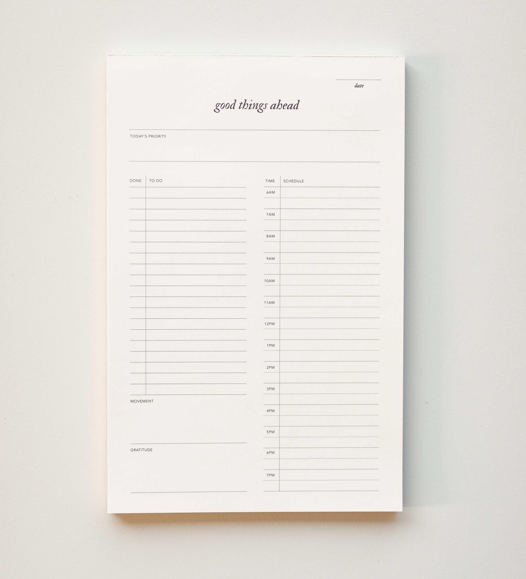 Daily Notepad | Tear-off Daily Planner Notepad | 30-minute Increments ...