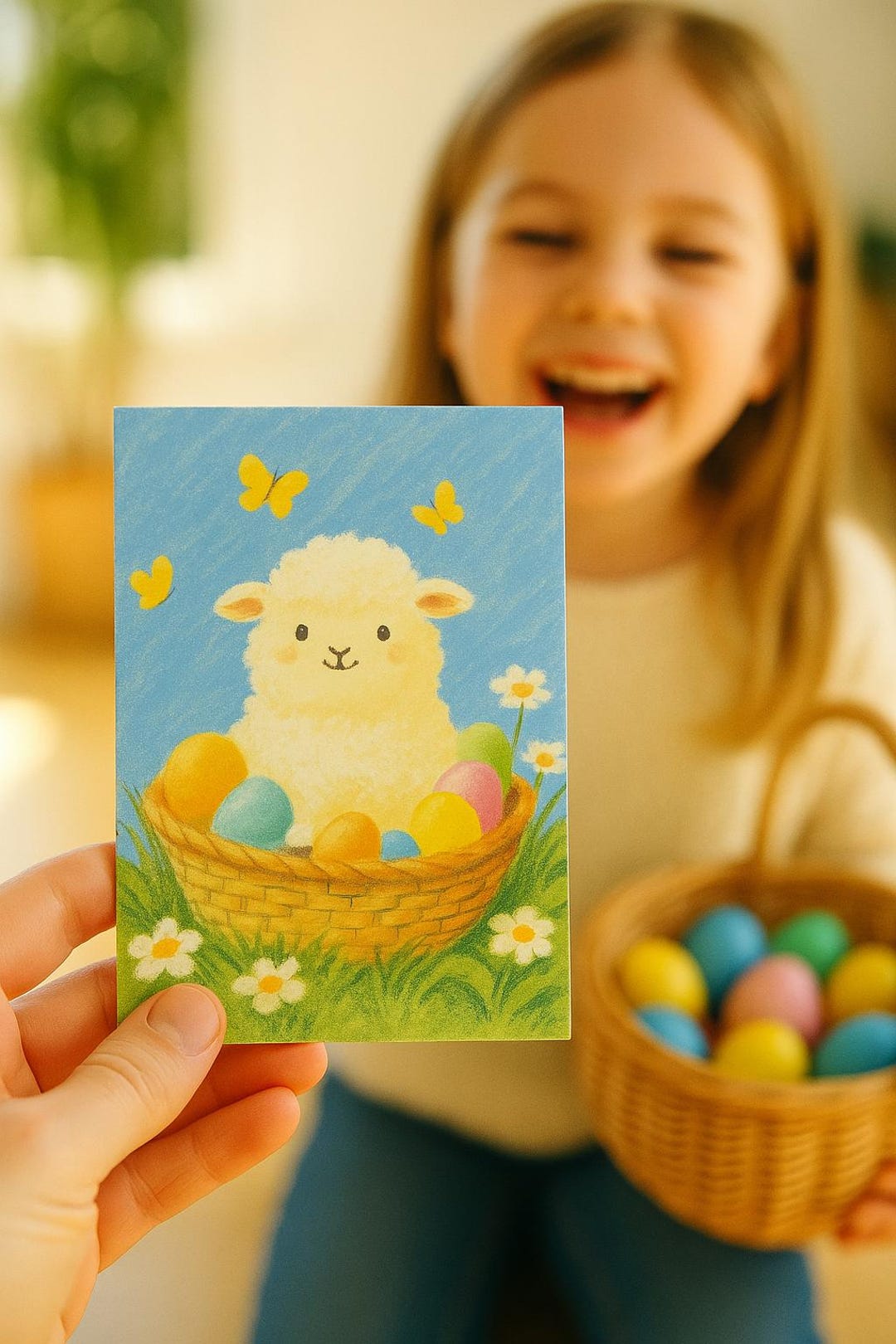 Easter Lamb Printable Card, Animal Wall Art Decor, Instant Digital ...