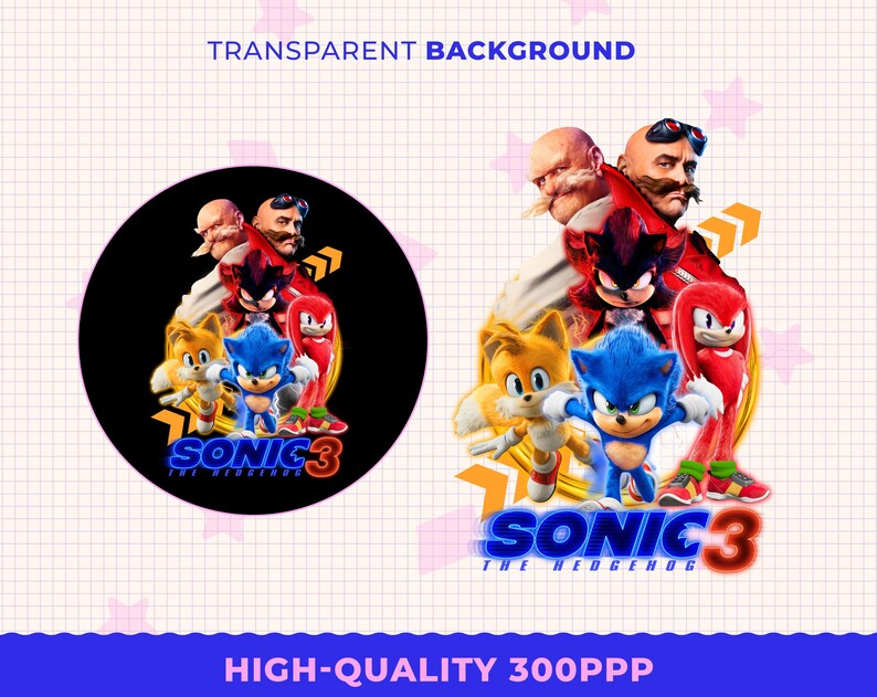Sonic The Hedgehog 3 PNG, Sonic 3 PNG, Sonic 3 Movie Shirt, High ...