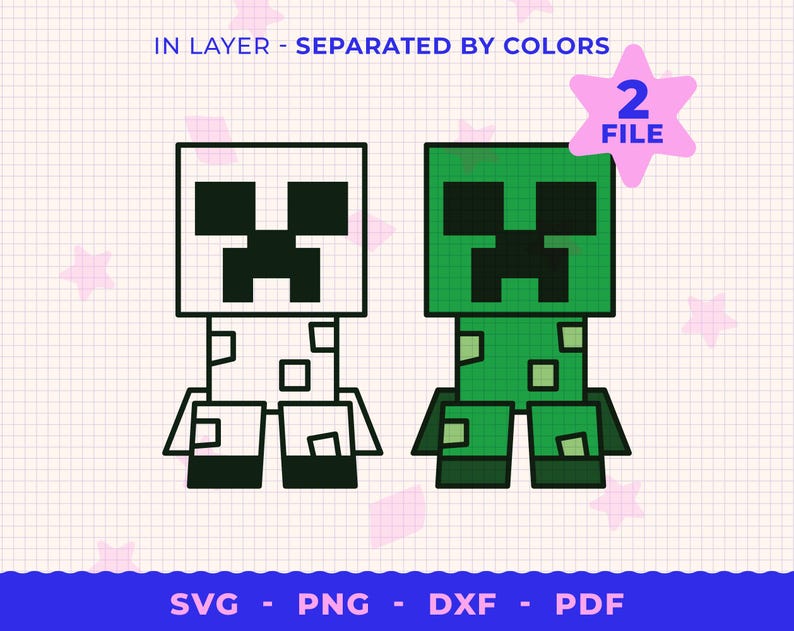 Creeper SVG, Minecraft Svg, Layered Svg, Cricut, Silhouette, Instant ...