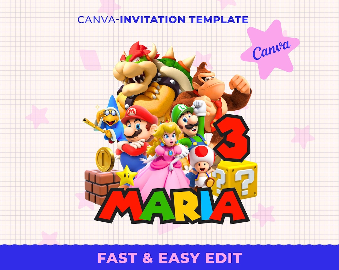 EDITABLE Mario PNG, Mario Birthday Png, Super Mario Bros Clipart, Mario ...