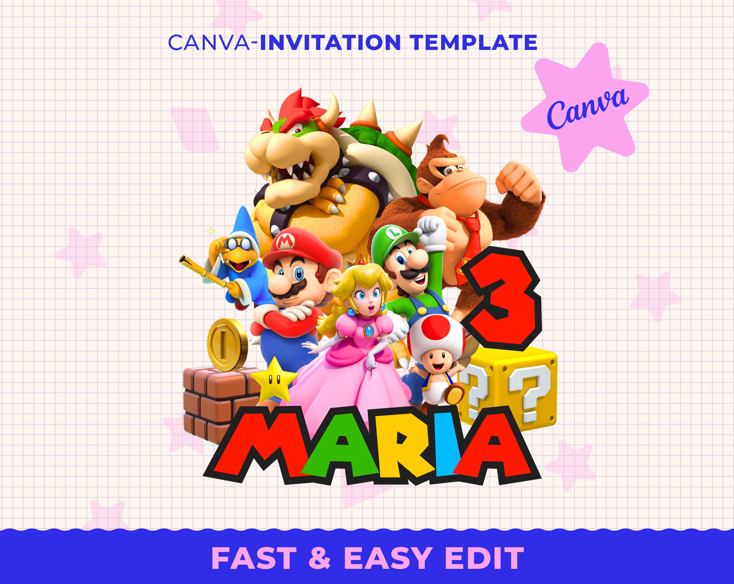 EDITABLE Mario PNG, Mario Birthday Png, Super Mario Bros Clipart, Mario ...