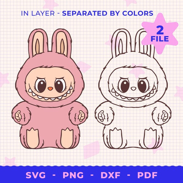 Labubu Silhouette Svg - Etsy