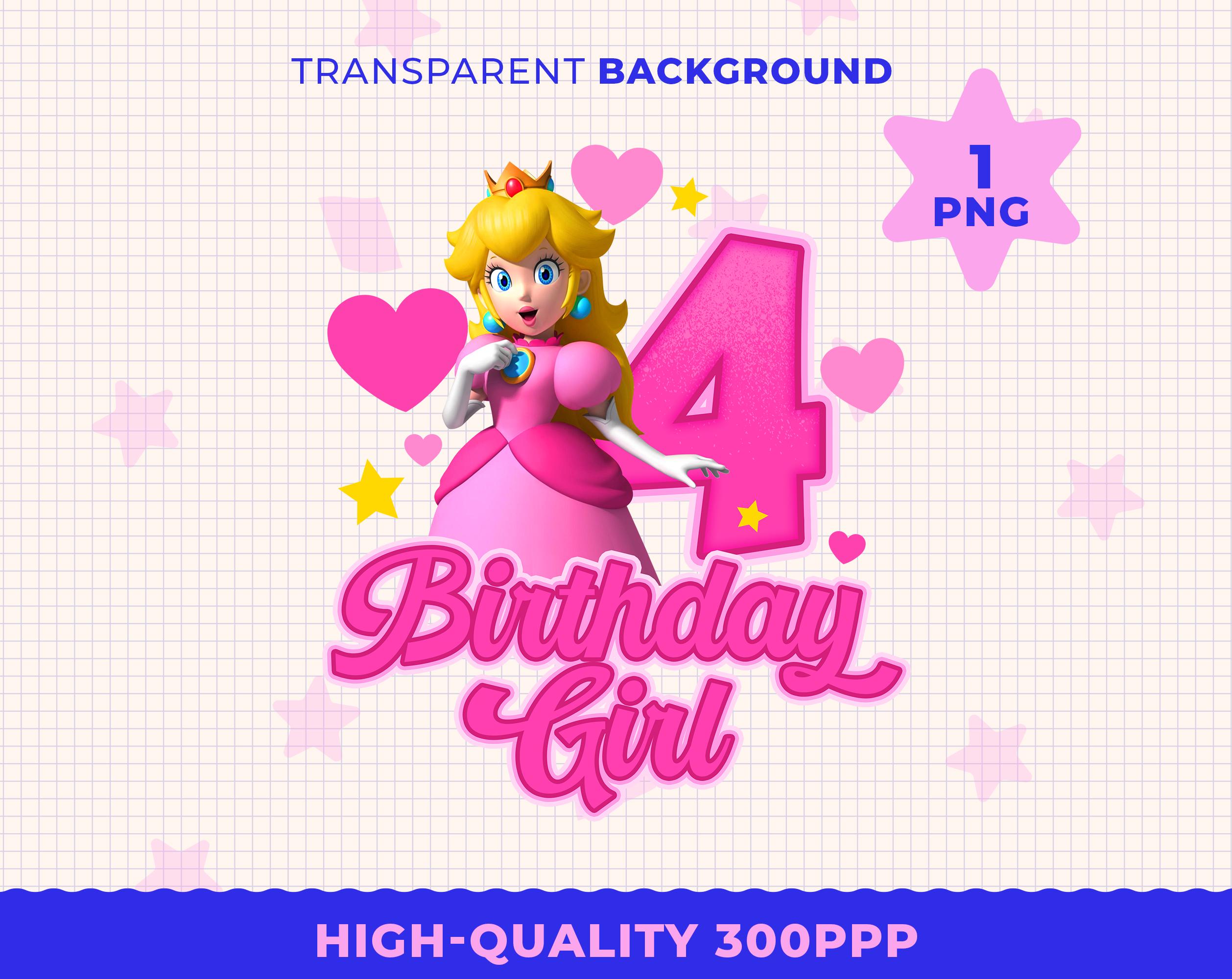 Princess Peach 4th Birthday Png, Super Mario T-shirts Designs, Princess ...