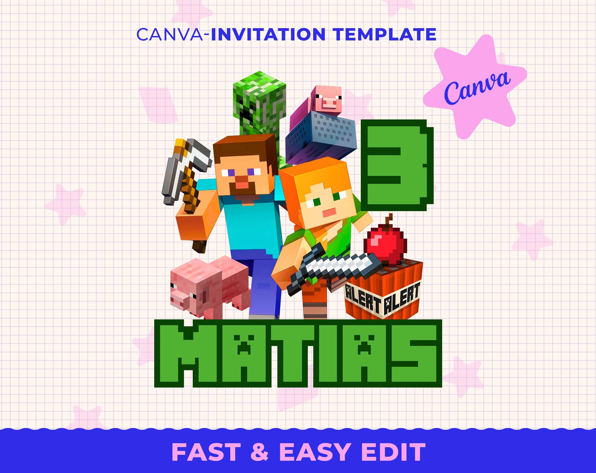 EDITABLE Minicraft PNG, Minicraft Birthday Png, Minicraft Name Age PNG ...