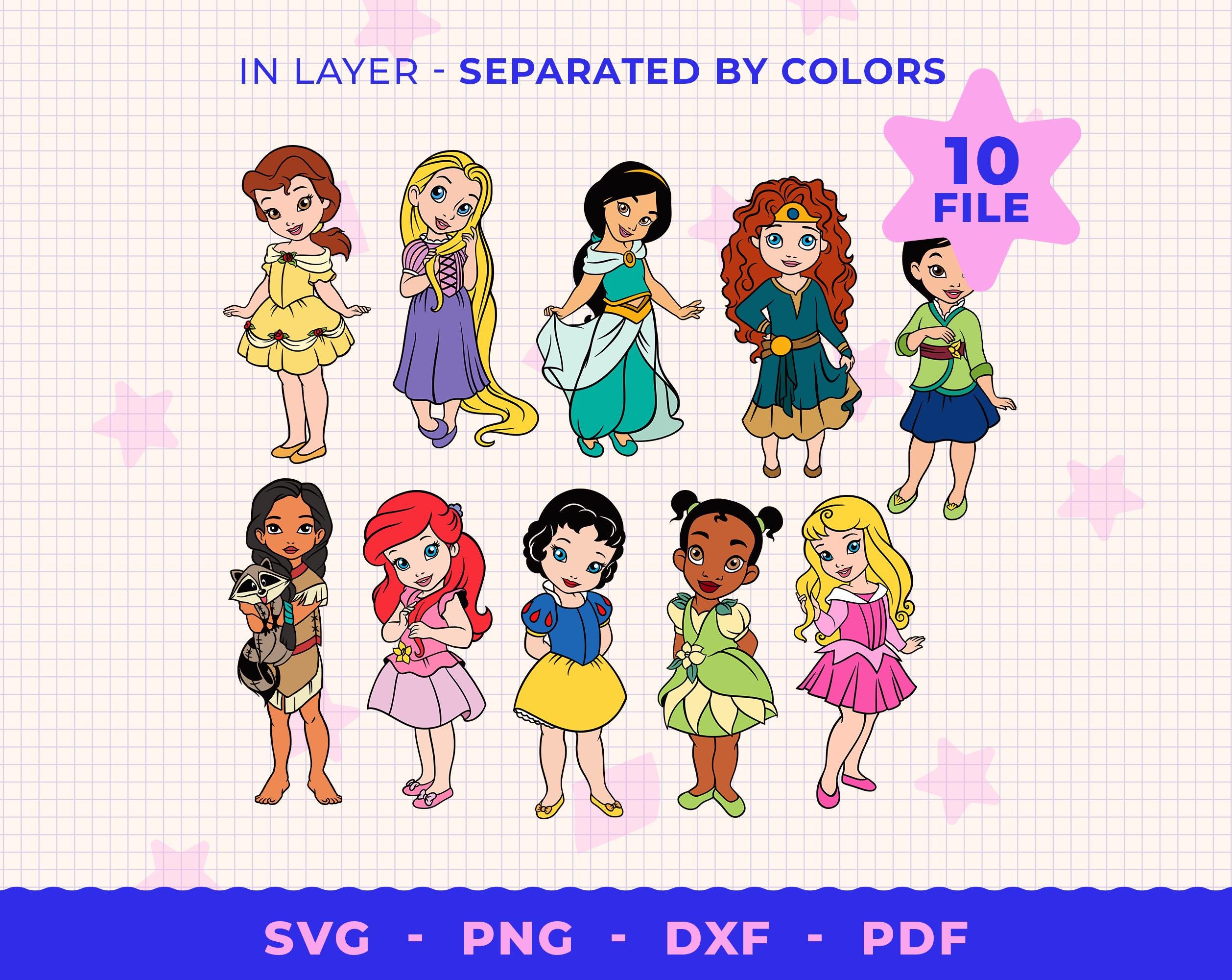 Baby Princess Vector SVG Bundle, Clipart, Eps, Png, Dxf, Pdf, Layered ...