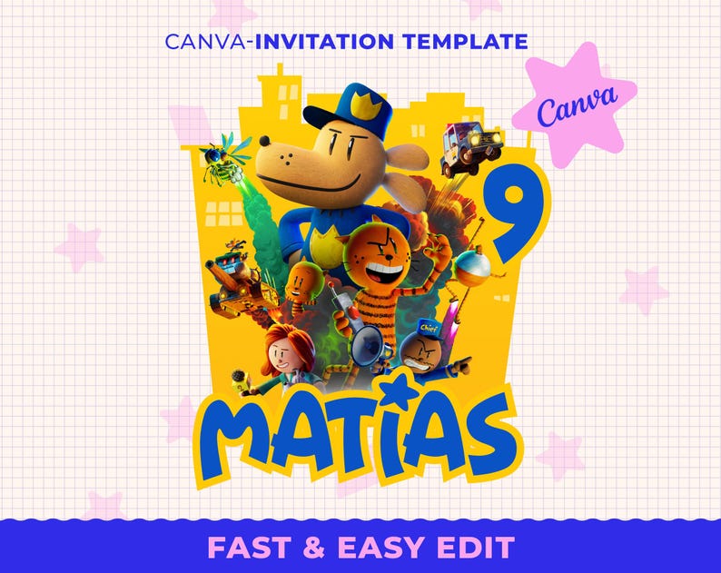 EDITABLE Dog Man Png, Dog Man Png Canva, Dog Man Birthday Cake Topper ...