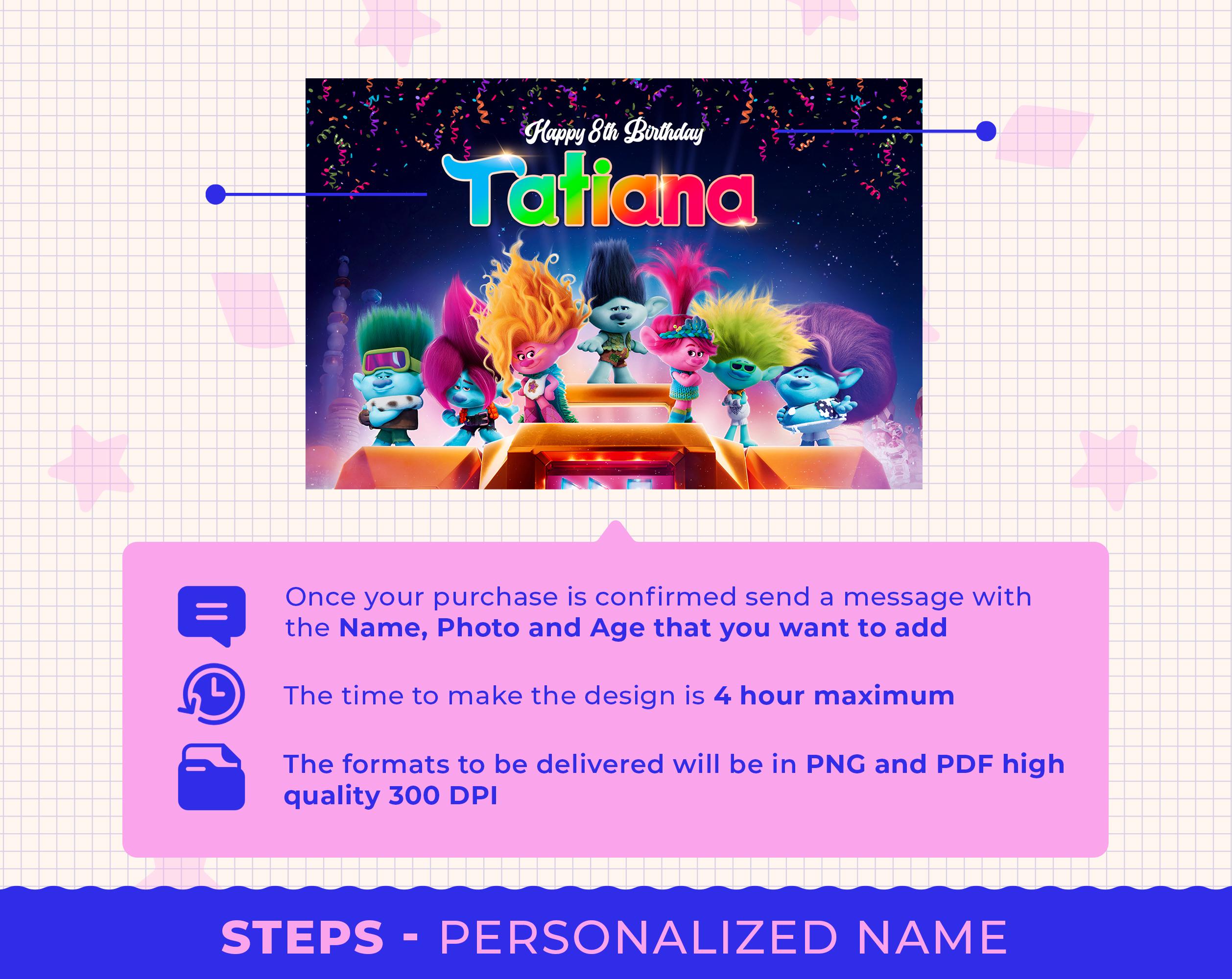 Trolls 3 Birthday Backdrop, Trolls Band Together Movie Custom Banner ...