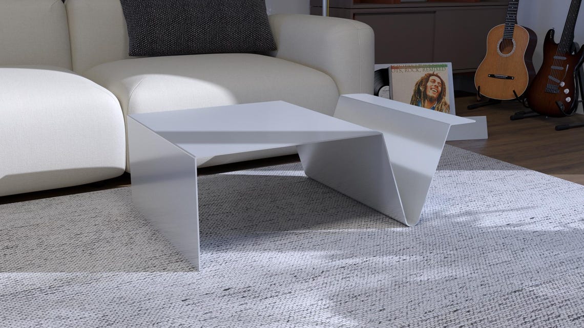 Modern Steel Coffee Table With Storage: Minimalist Industrial Design - Etsy