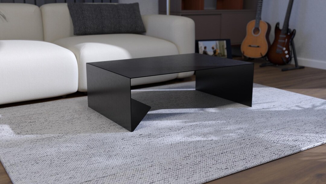 Rectangle Metal Coffee Table With Storage - Edge. Minimal Industrial ...