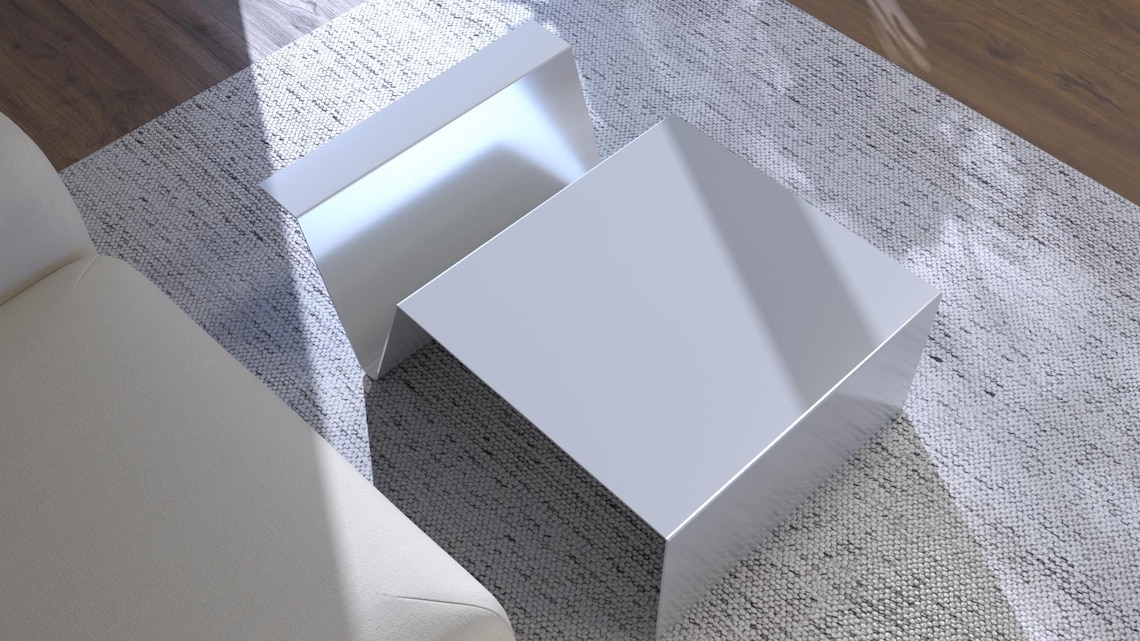 Modern Steel Coffee Table With Storage: Minimalist Industrial Design - Etsy