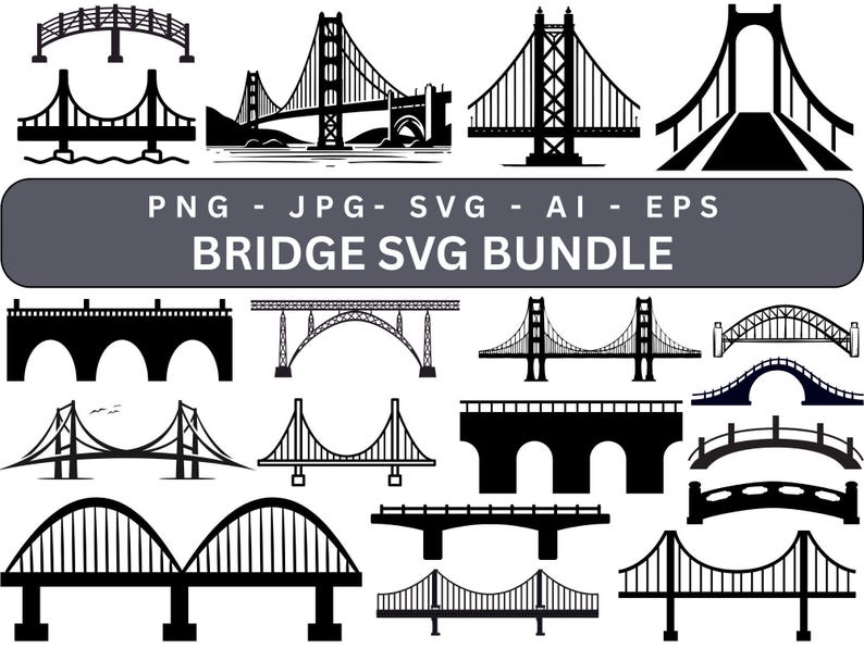 Bridge Svg Bundles, Bridges PNG Bridge Clipart, Bridge Vector, Overhead ...