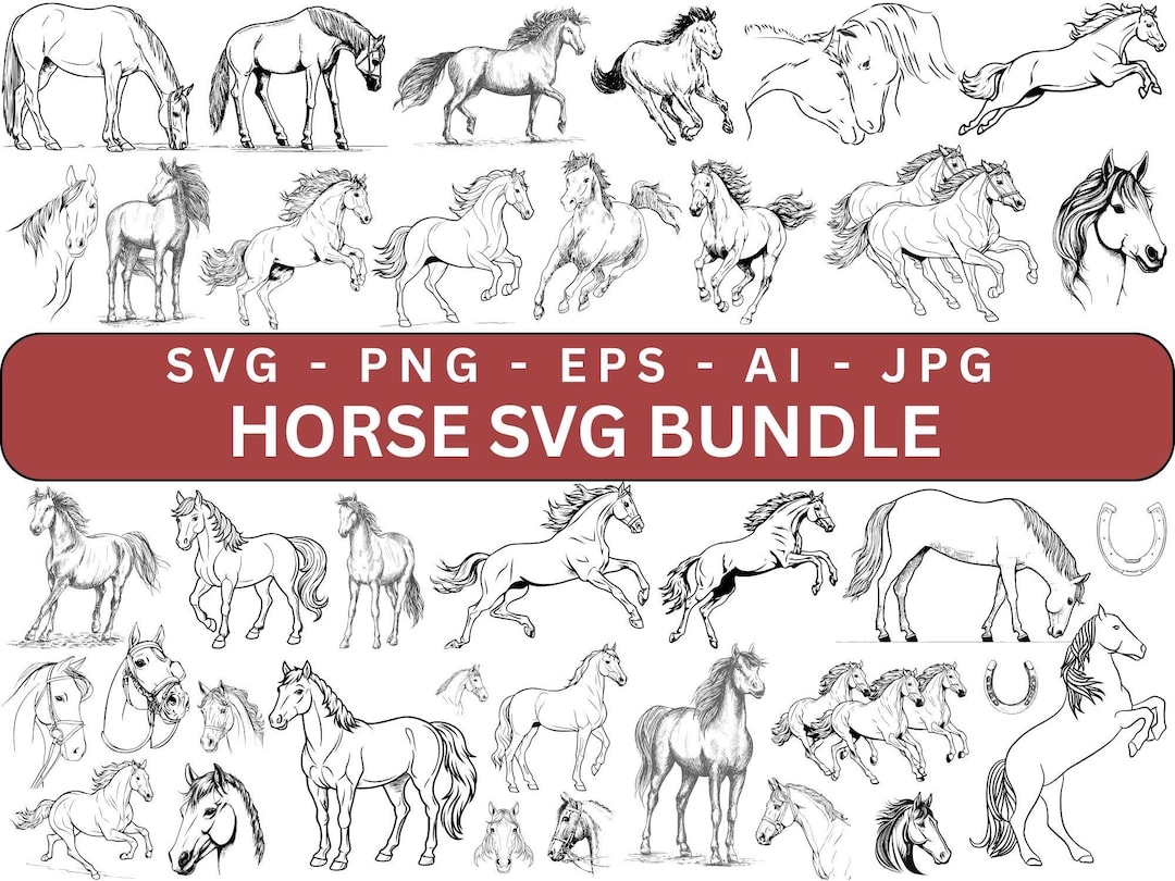 Pferd SVG Bundle, digitaler Download, Pferd Silhouette, Tier svg ...