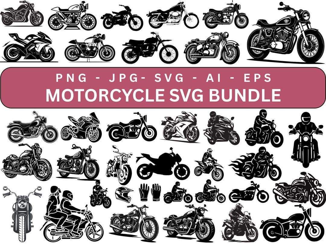Classic Motorcycles Bundle SVG, Vintage Motorbikes, Motorbike ...