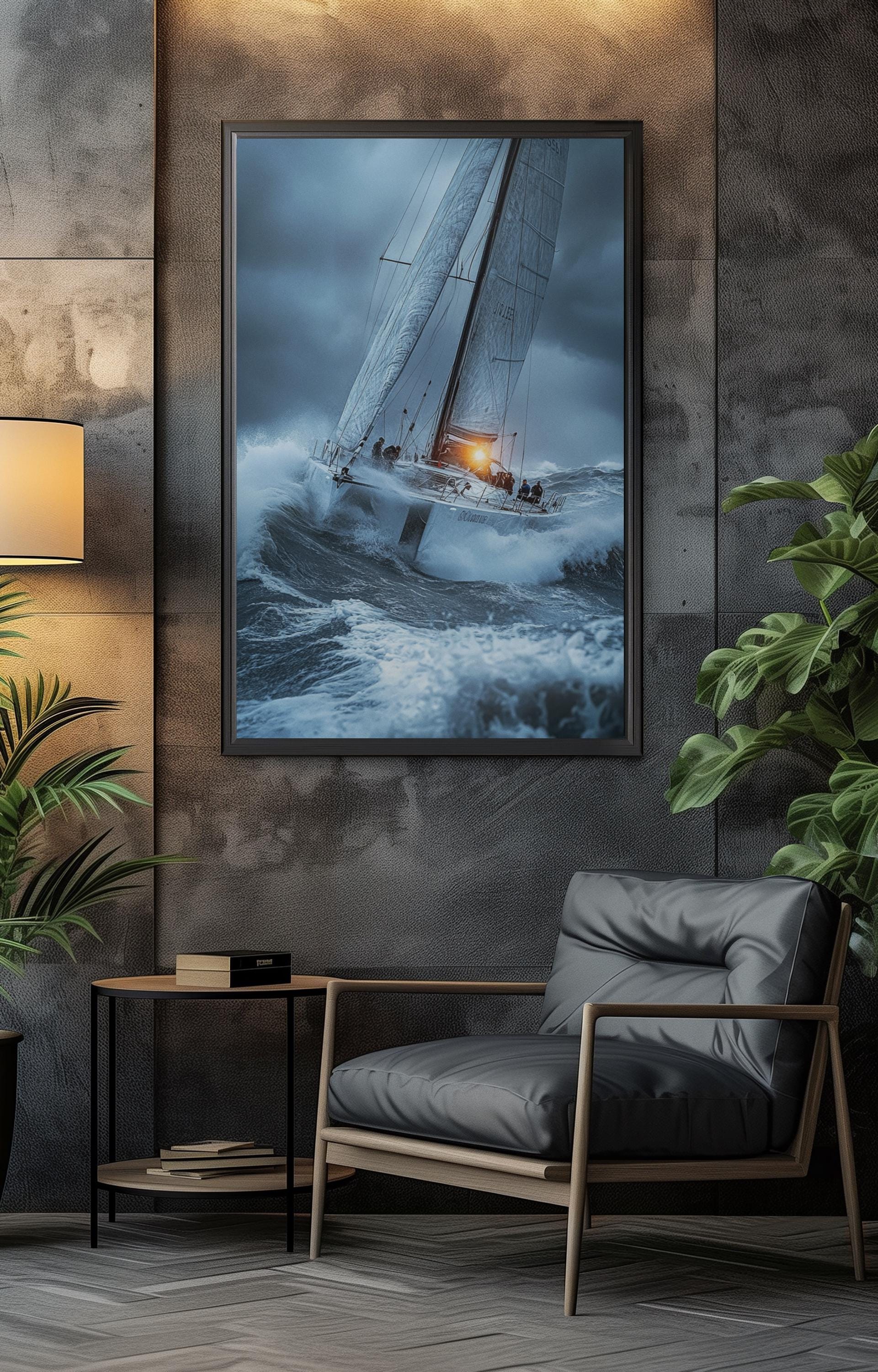 Stormy Seas Racing - Dynamic Sailboat Digital Prin - Etsy