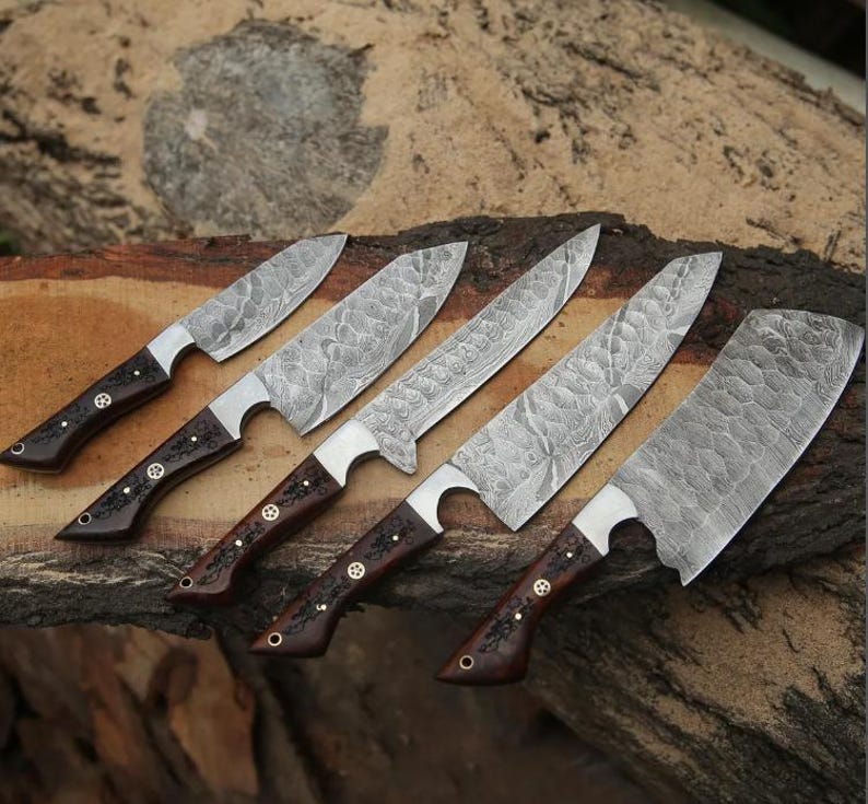 Handmade Damascus Steel Chef Tool Set | Artisan Kitchen Tools - Etsy