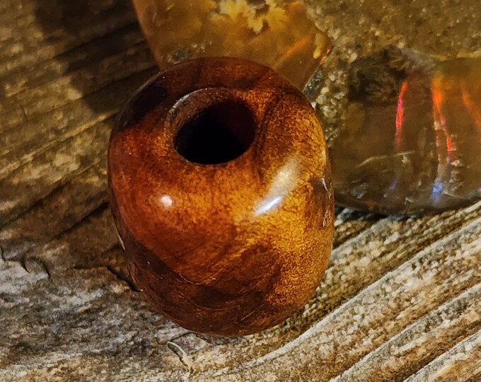 Black Walnut Wood Hand Turned Bead, Lab Opal Inlay, Hand Crafted ...