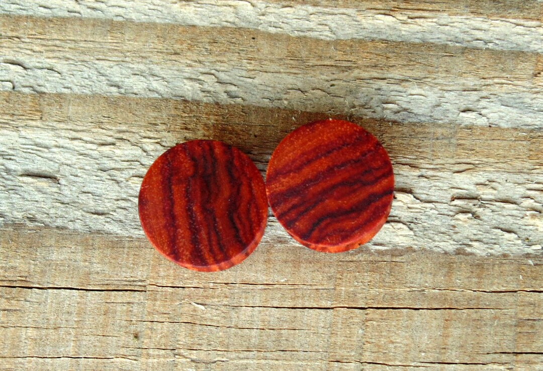 16mm Pink Tulip Wood Plugs, Organic Hand Crafted 5/8ths Inch Size Pair ...