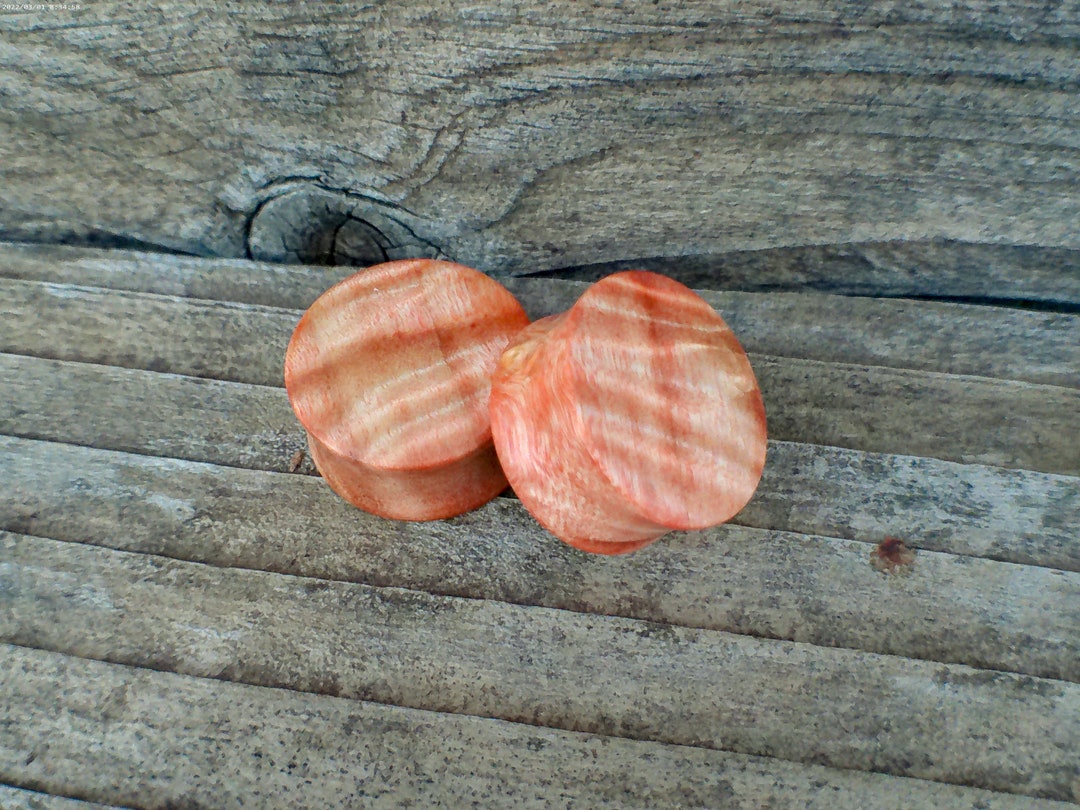 25mm Quilted Blush Pink Maple Burl Plugs. Dyed Stabilized Burl Wood 1 ...