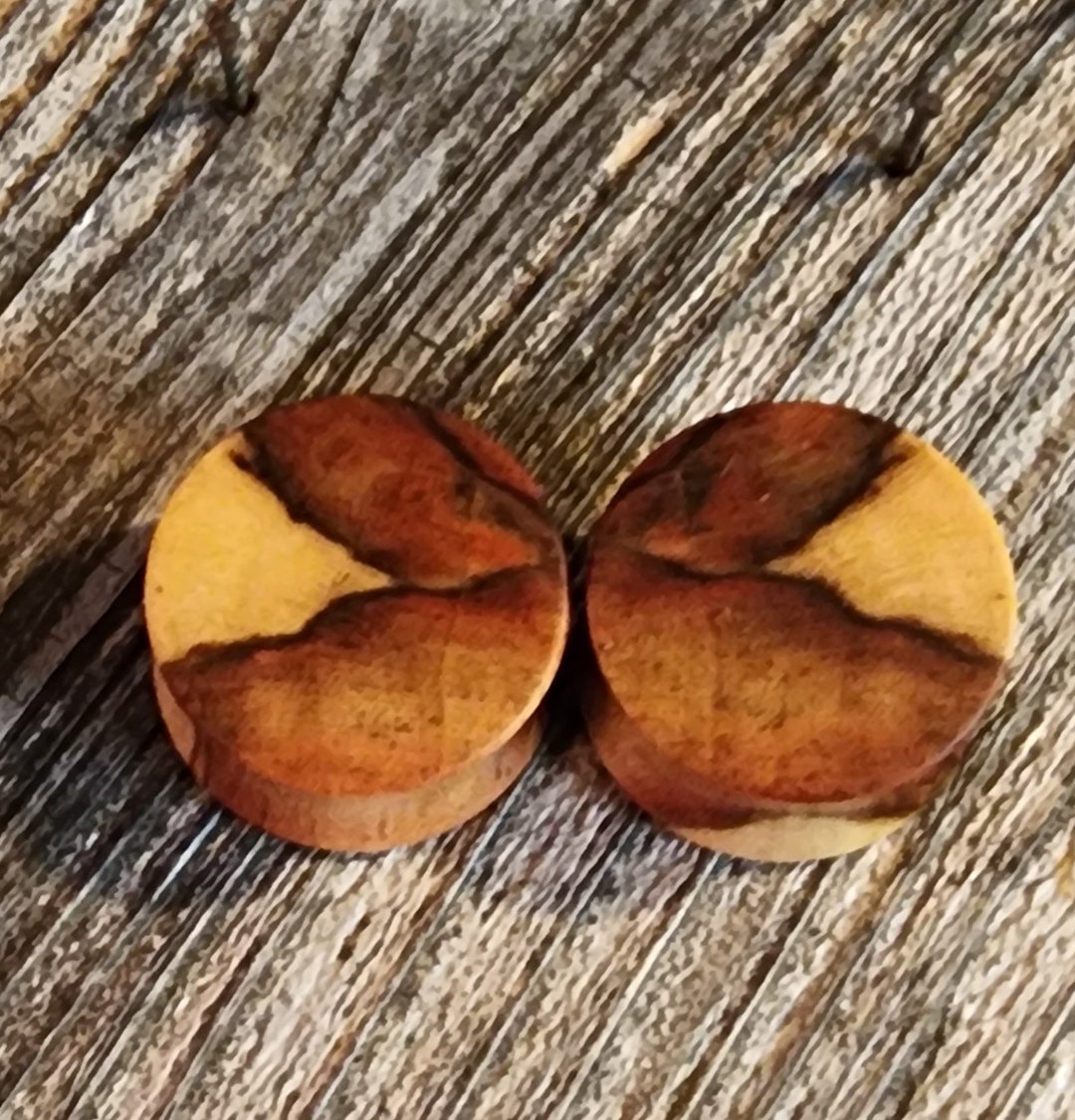 22mm Killer Red Flame Box Elder Burl Ear Plugs, Stabilized, Hand ...