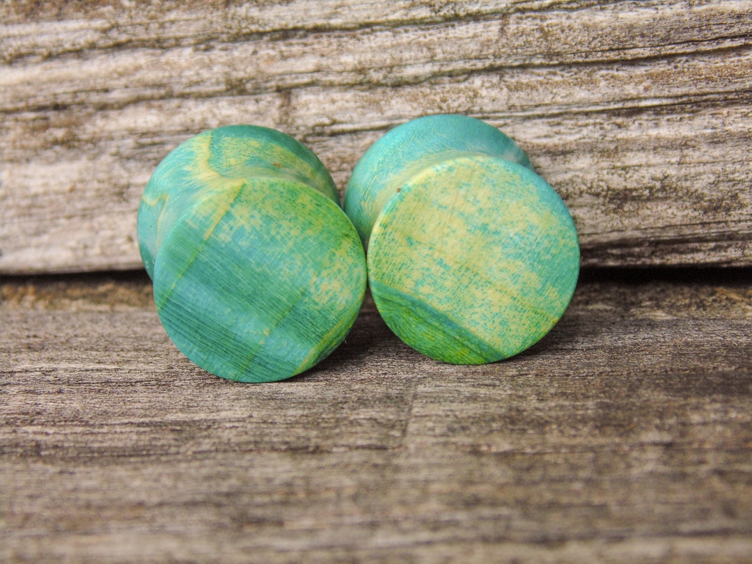 12.7mm Watercolor Blue Gauges, 1/2" Gauge Dyed Stabilized Boxelder Wood ...
