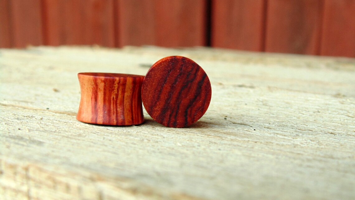 16mm Pink Tulip Wood Plugs, Organic Hand Crafted 5/8ths Inch Size Pair ...