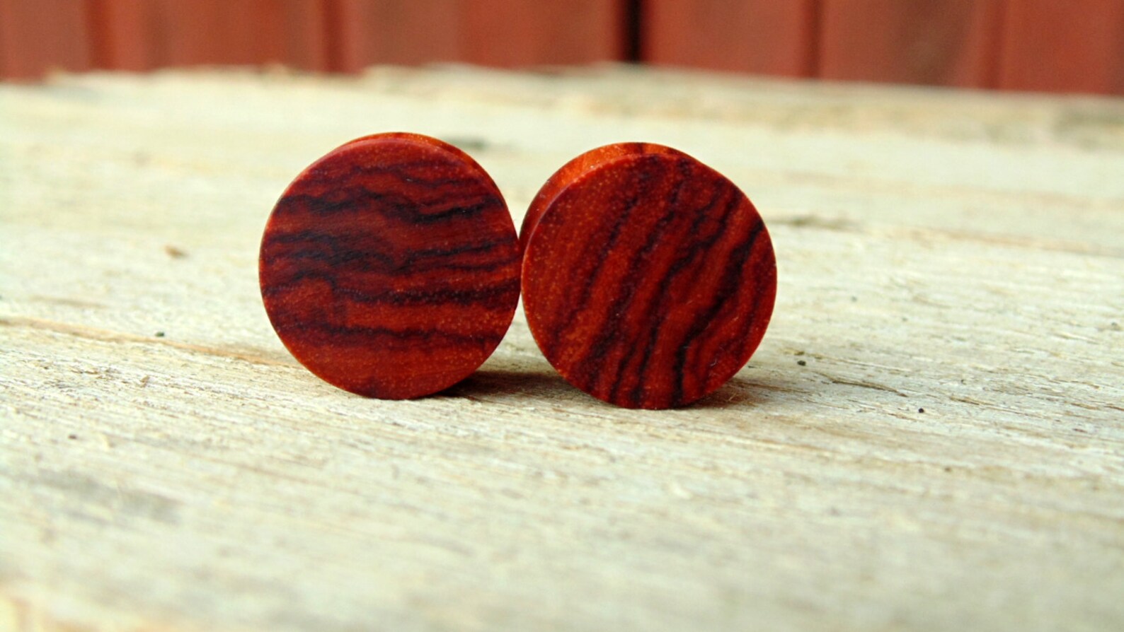 16mm Pink Tulip Wood Plugs, Organic Hand Crafted 5/8ths Inch Size Pair ...