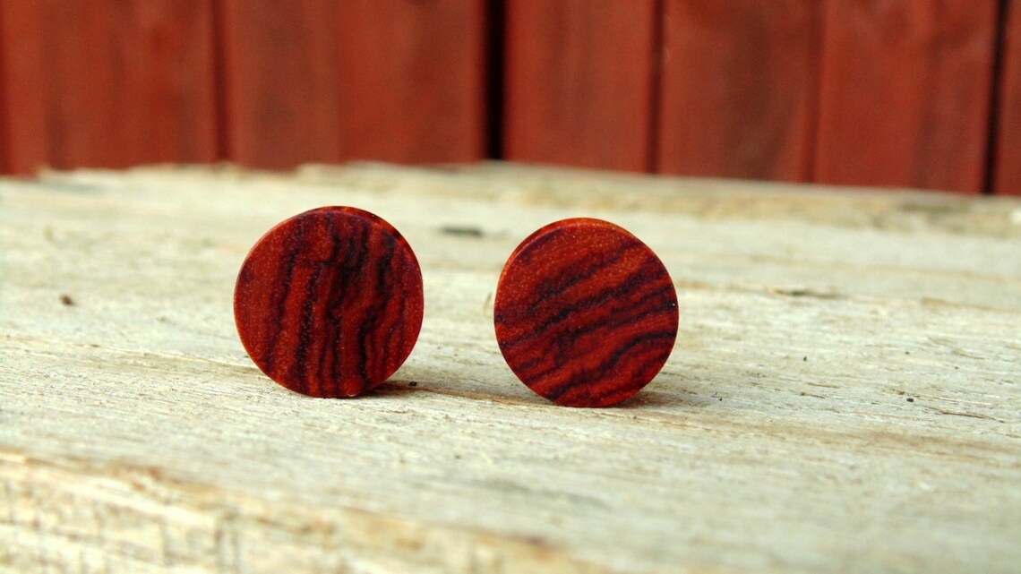 16mm Pink Tulip Wood Plugs, Organic Hand Crafted 5/8ths Inch Size Pair ...