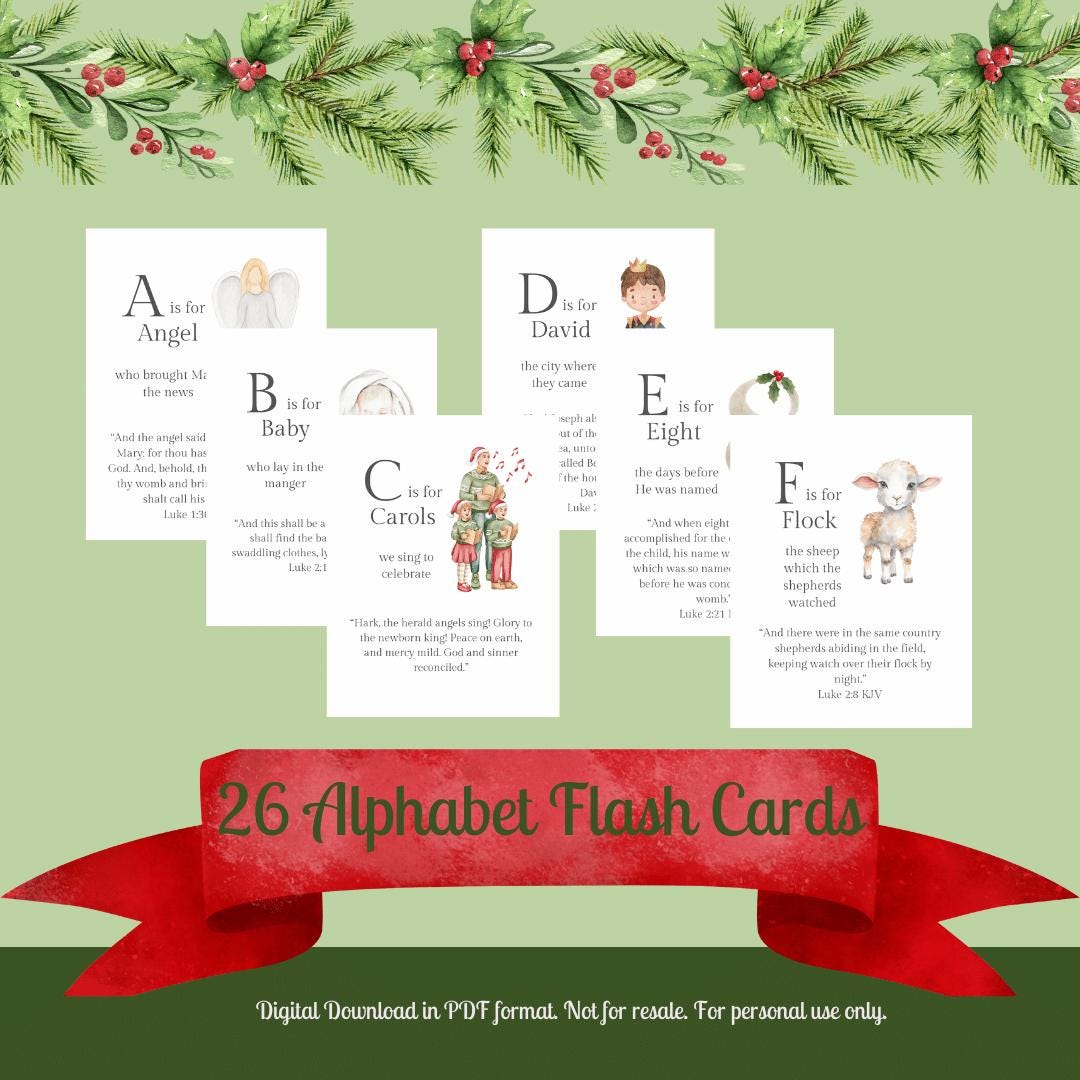 Christmas ABC Cards KJV Edition Christmas Advent Cards Advent Activity ...