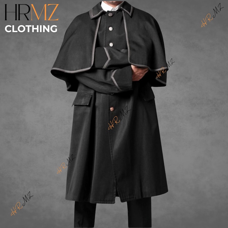 Men's Inverness Cape Coat – Custom Made Wool Overcoat With Classic Cape ...