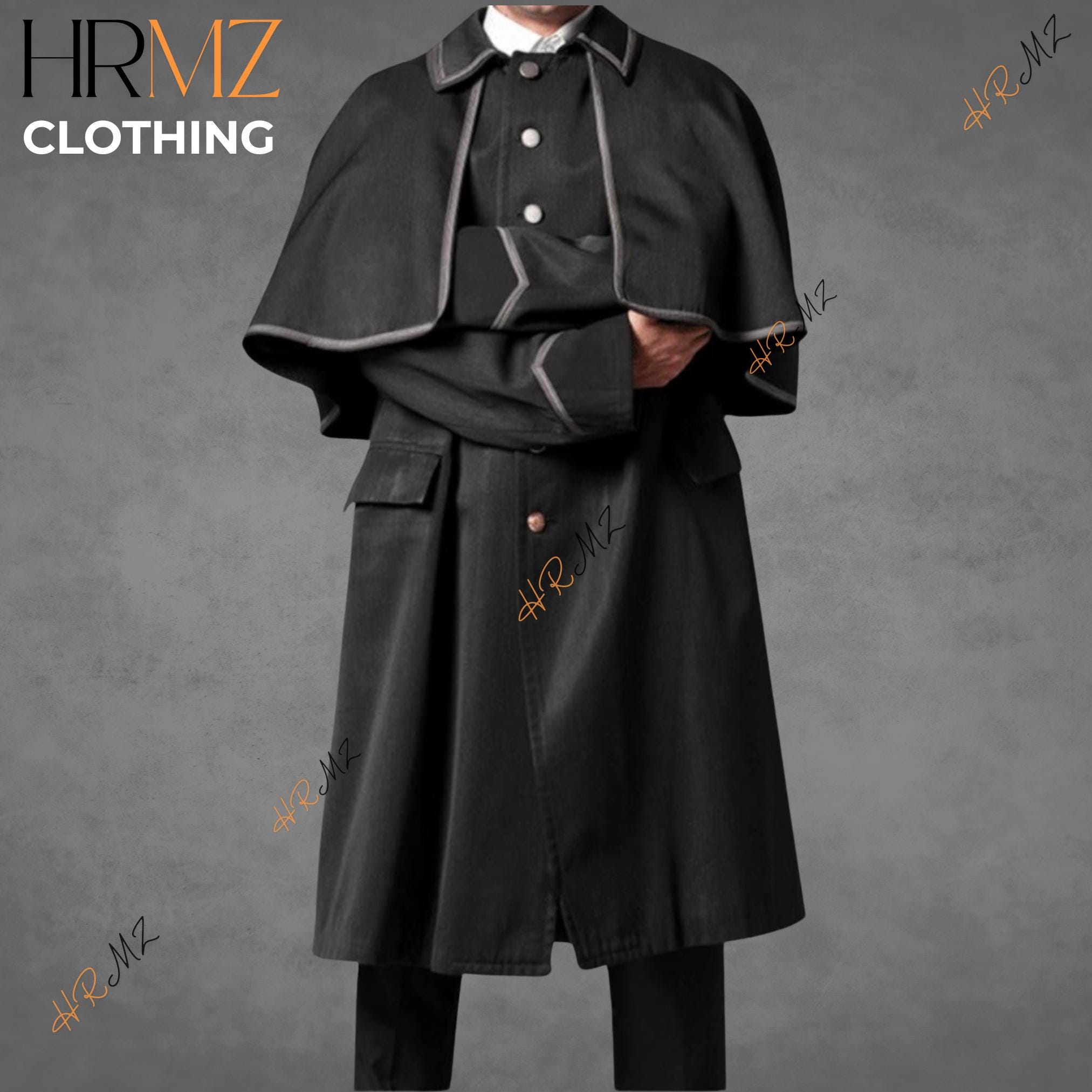 Men's Inverness Cape Coat – Custom Made Wool Overcoat With Classic Cape ...