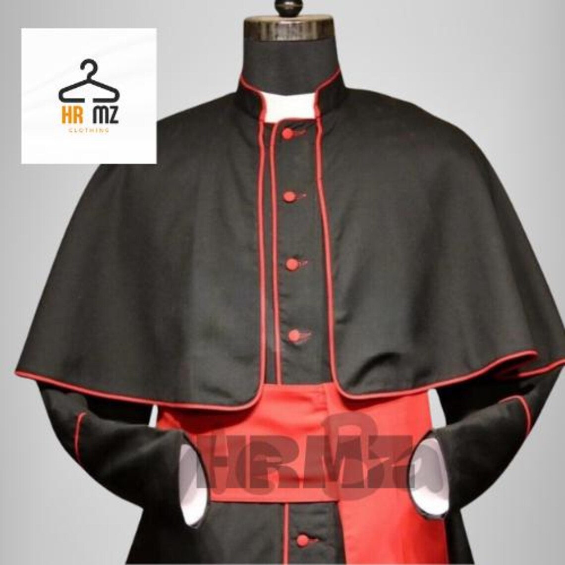 Black & Red Priest Cassock Robe | Custom Clergy Vestment | Gothic ...