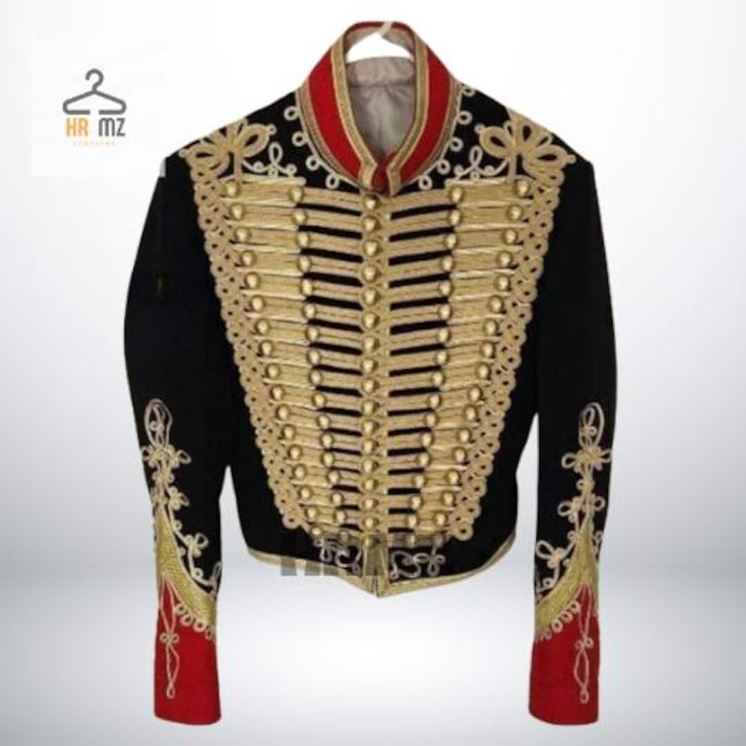New Men's French Hussar Jacket | Black Wool Coat With Heavy Gold ...