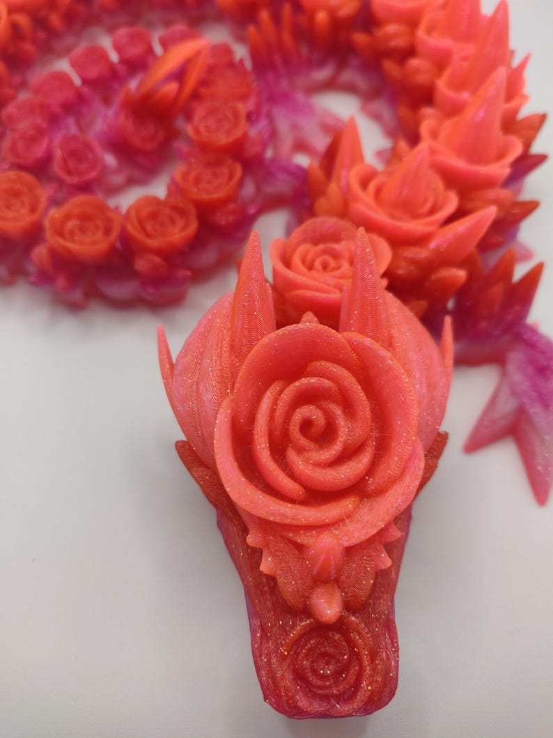Articulated Rose Dragon Fidget Figurine: 3D Printed - Etsy
