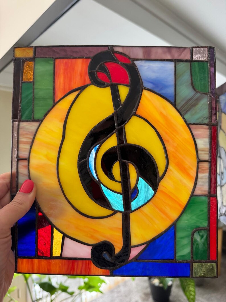 Handmade Stained Glass Treble Clef Suncatcher: Musical Window Decor - Etsy