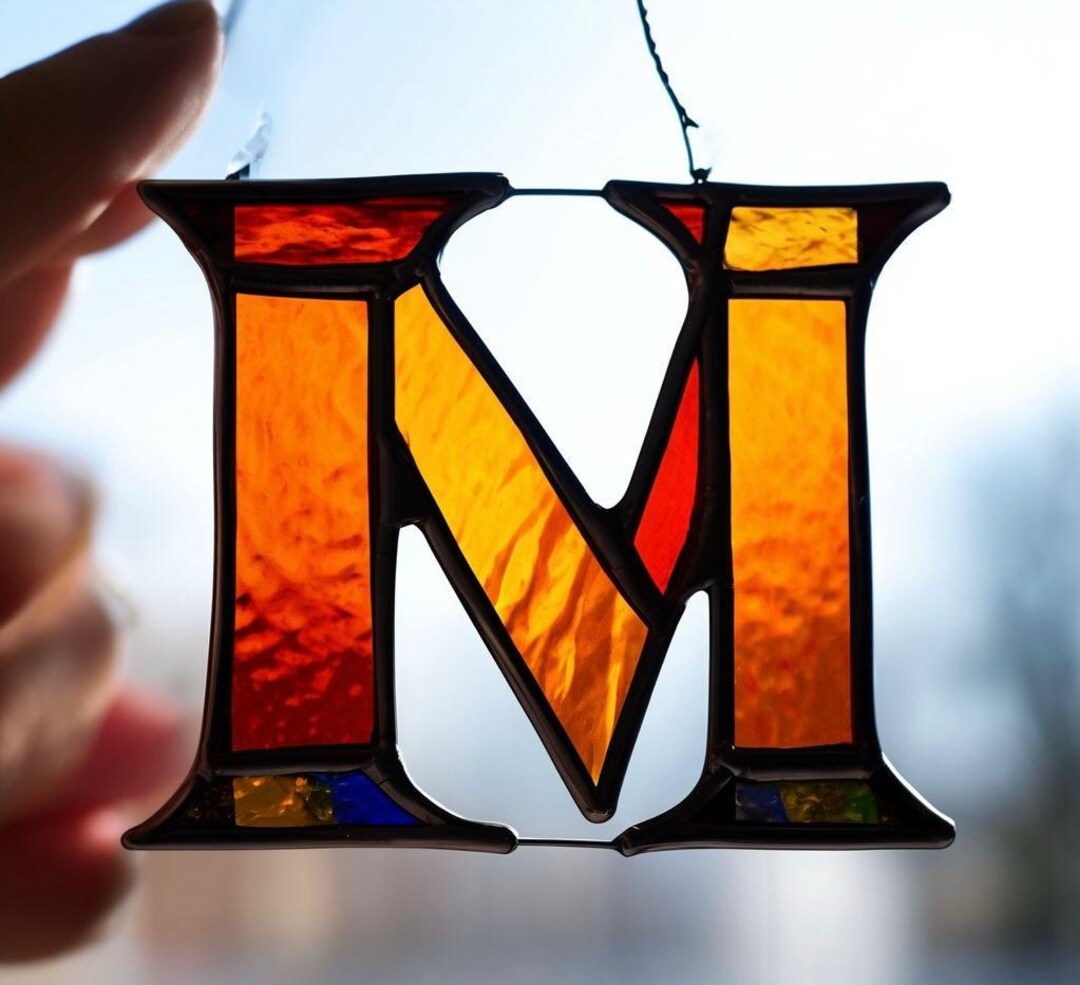 Stained Glass Letter M Handmade Decorative Alphabet Art Custom Monogram ...