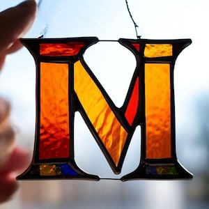 Stained Glass Letter M Handmade Decorative Alphabet Art Custom Monogram ...