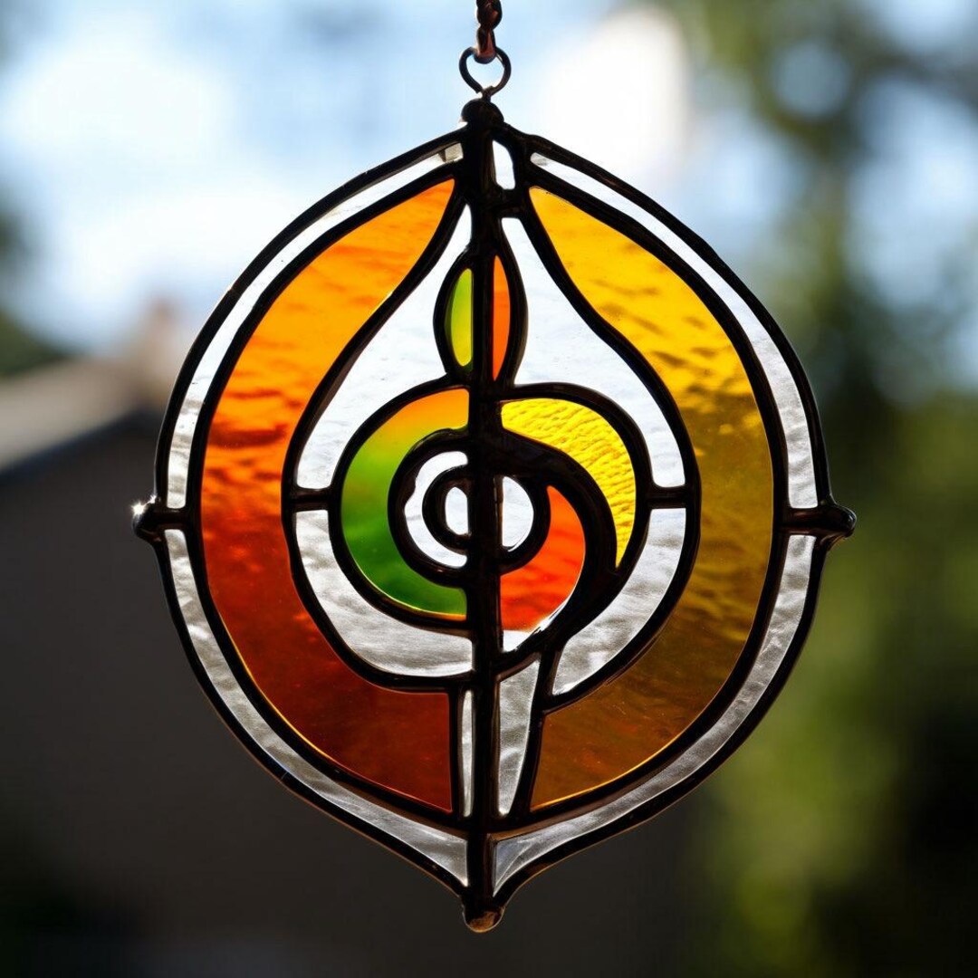 Handmade Stained Glass Treble Clef Suncatcher: Musical Ornament - Etsy