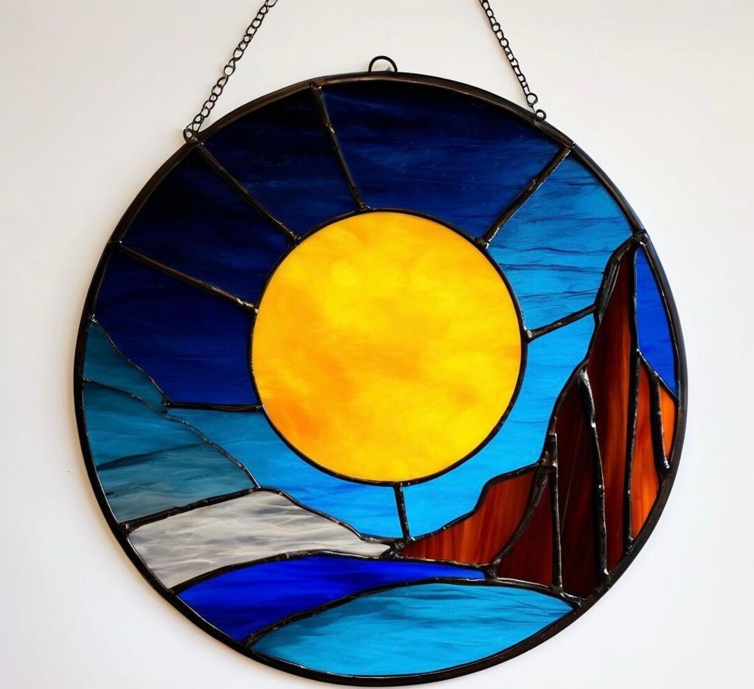 Handcrafted Stained Glass Solar Eclipse Suncatcher: Celestial Window ...