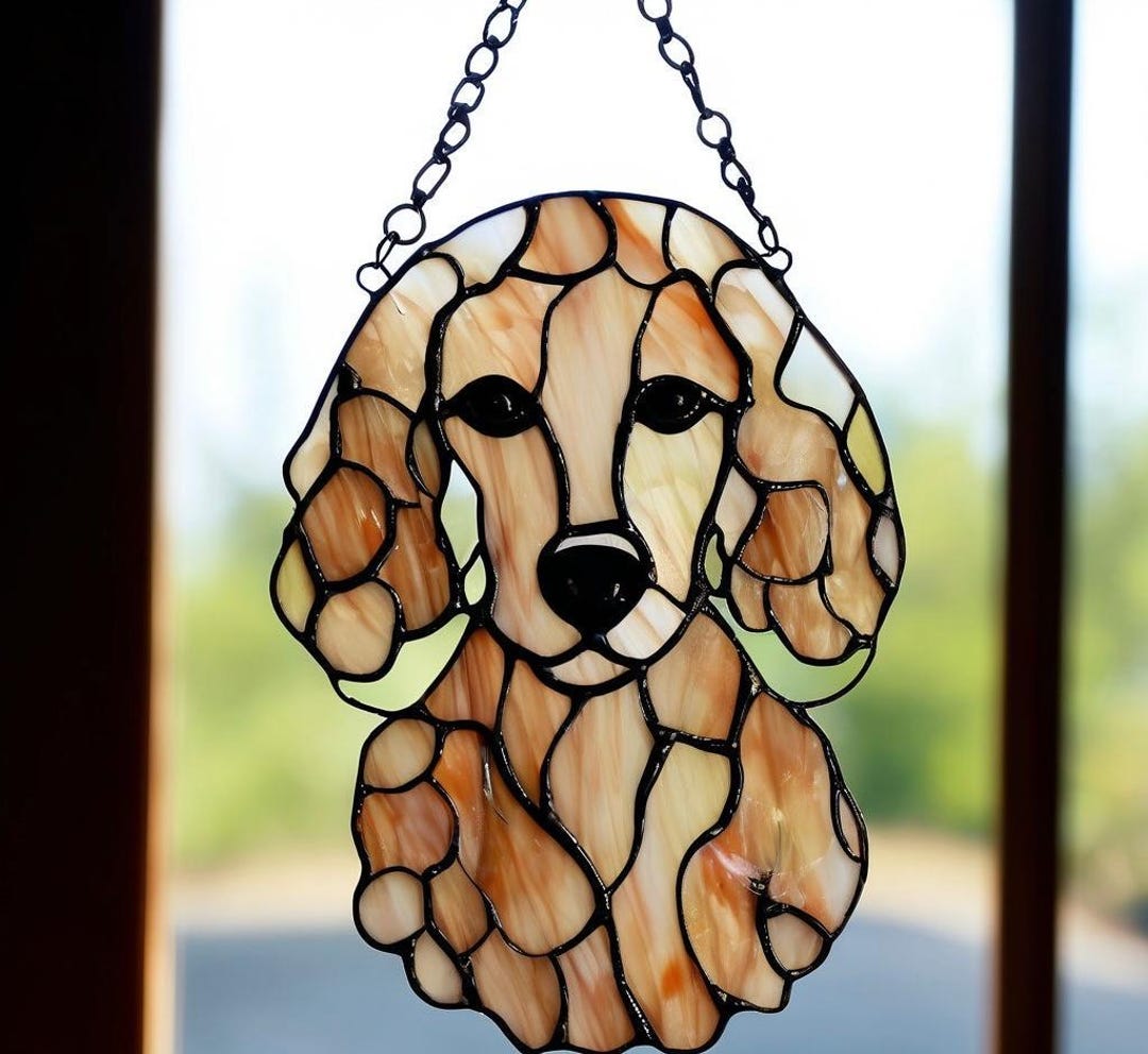 Stained Glass Poodle Suncatcher: Handcrafted Dog Window Decor - Etsy