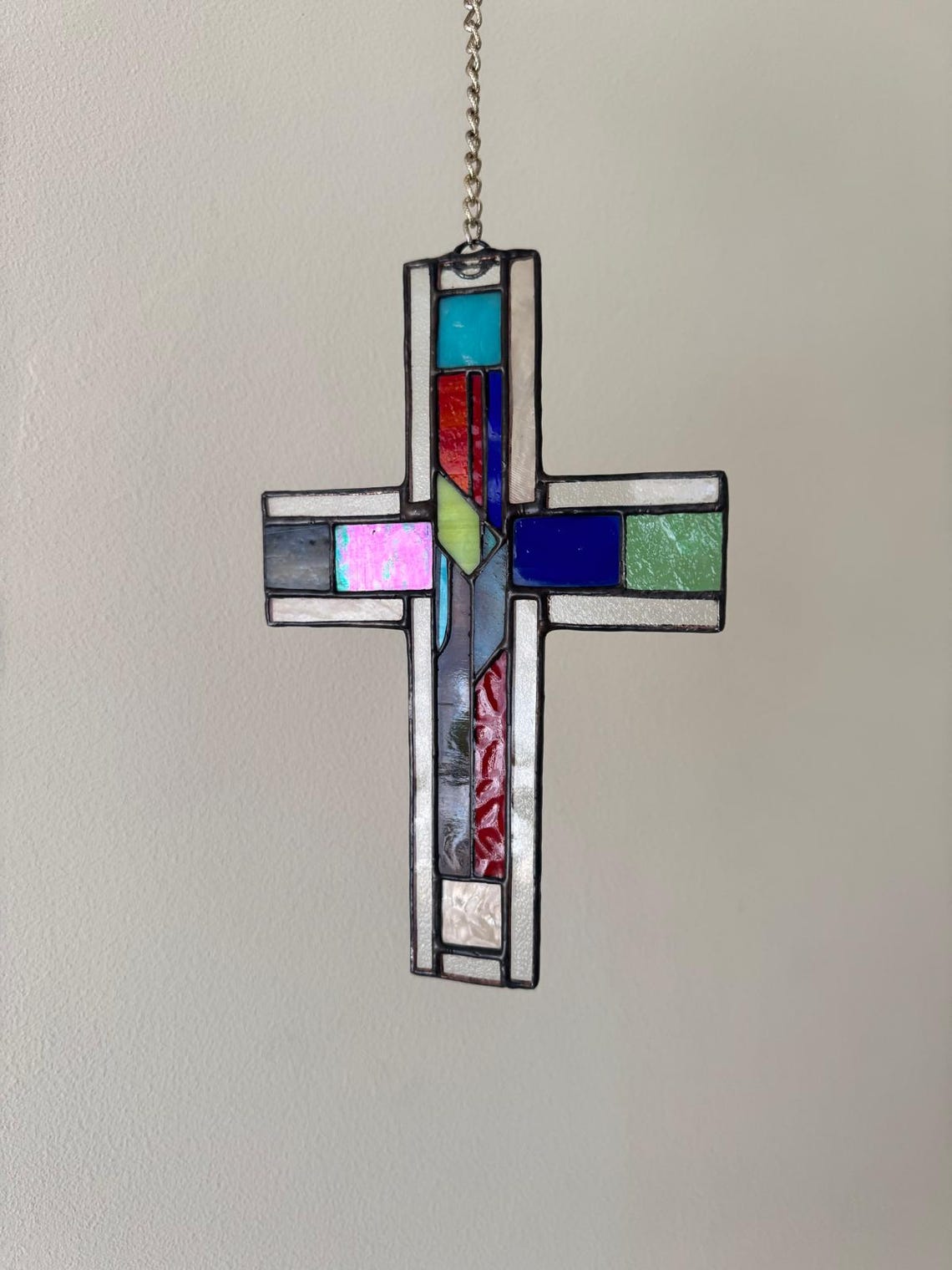 Handcrafted Stained Glass Cross: Colorful Christian Decor - Etsy