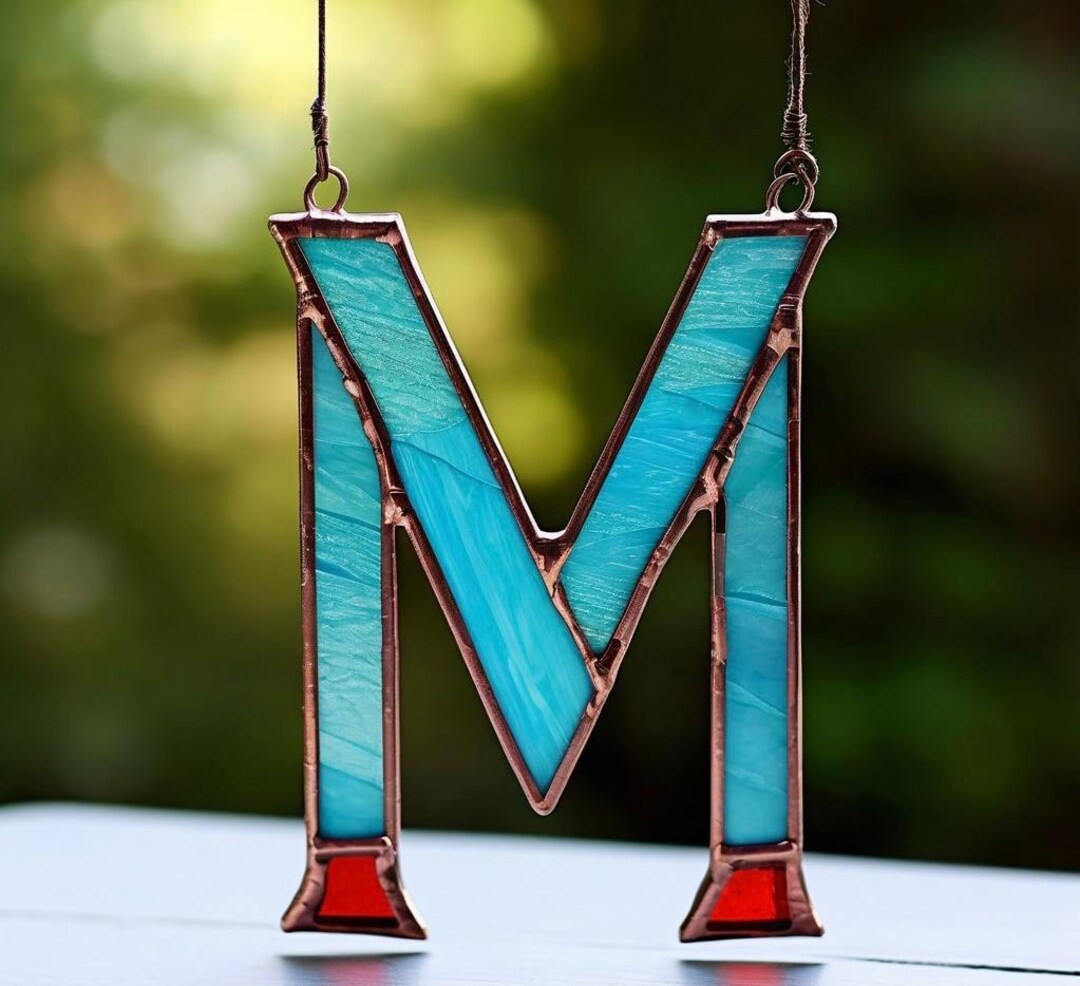Stained Glass Letter M Handmade Decorative Alphabet Art Custom Monogram ...