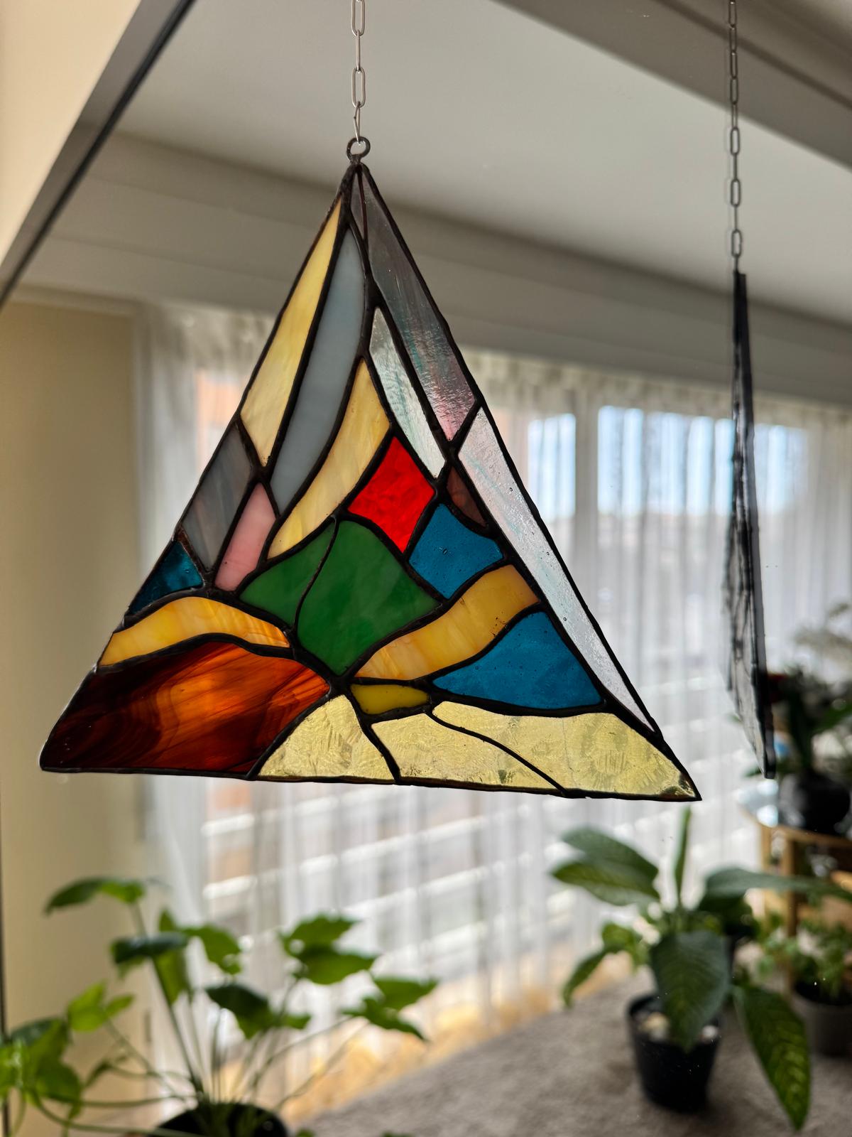 Handmade Stained Glass Mountain Suncatcher: Nature-inspired Window Art ...