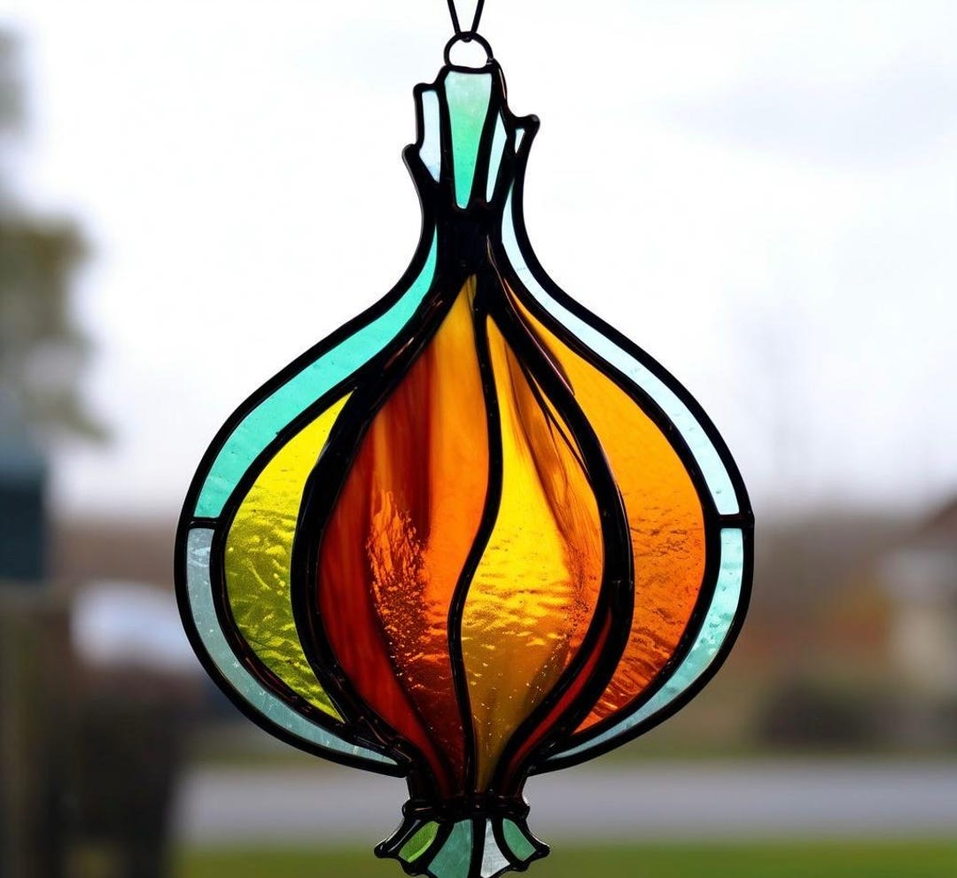 Handmade Stained Glass Garlic Decoration Unique Kitchen Decor Custom ...
