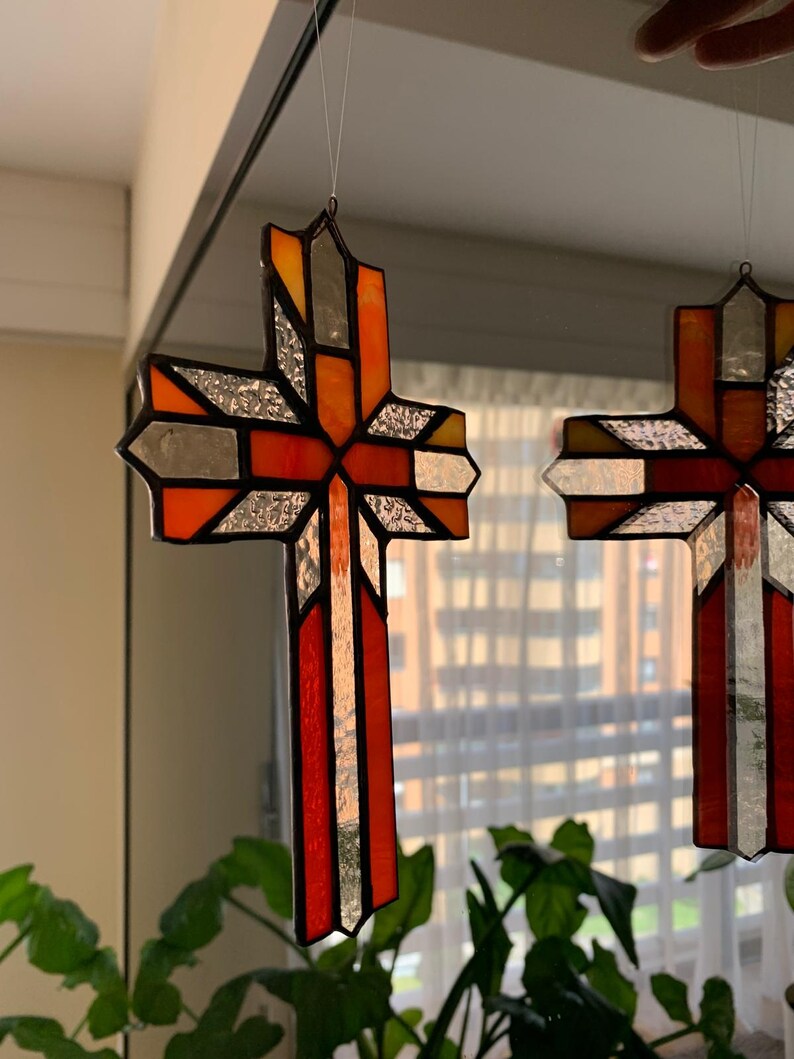 Handmade Stained Glass Cross: Christian Home Decor, Spiritual Gift - Etsy
